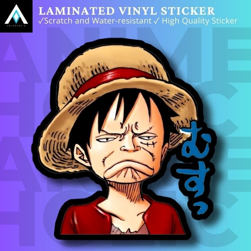 ONE PIECE MONKEY D LUFFY FUNNY FACE LAMINATED VINYL STICKERS ...