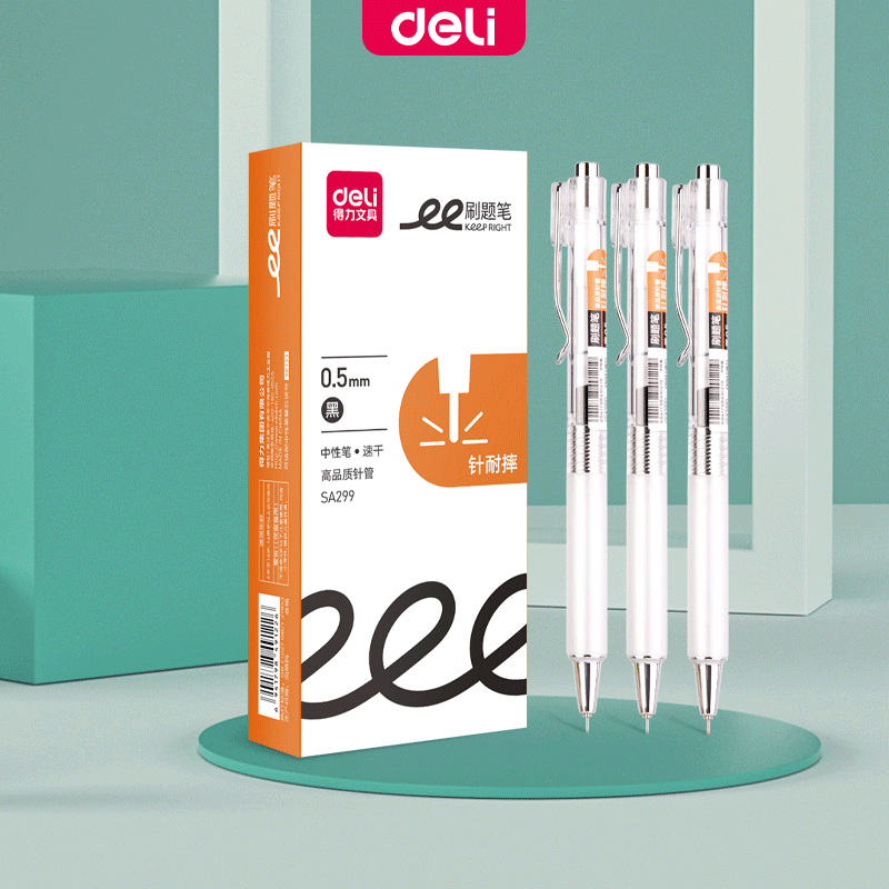 Deli SA299 Quick-drying Writing Press Gel Pen 0.5mm Needle Black ...