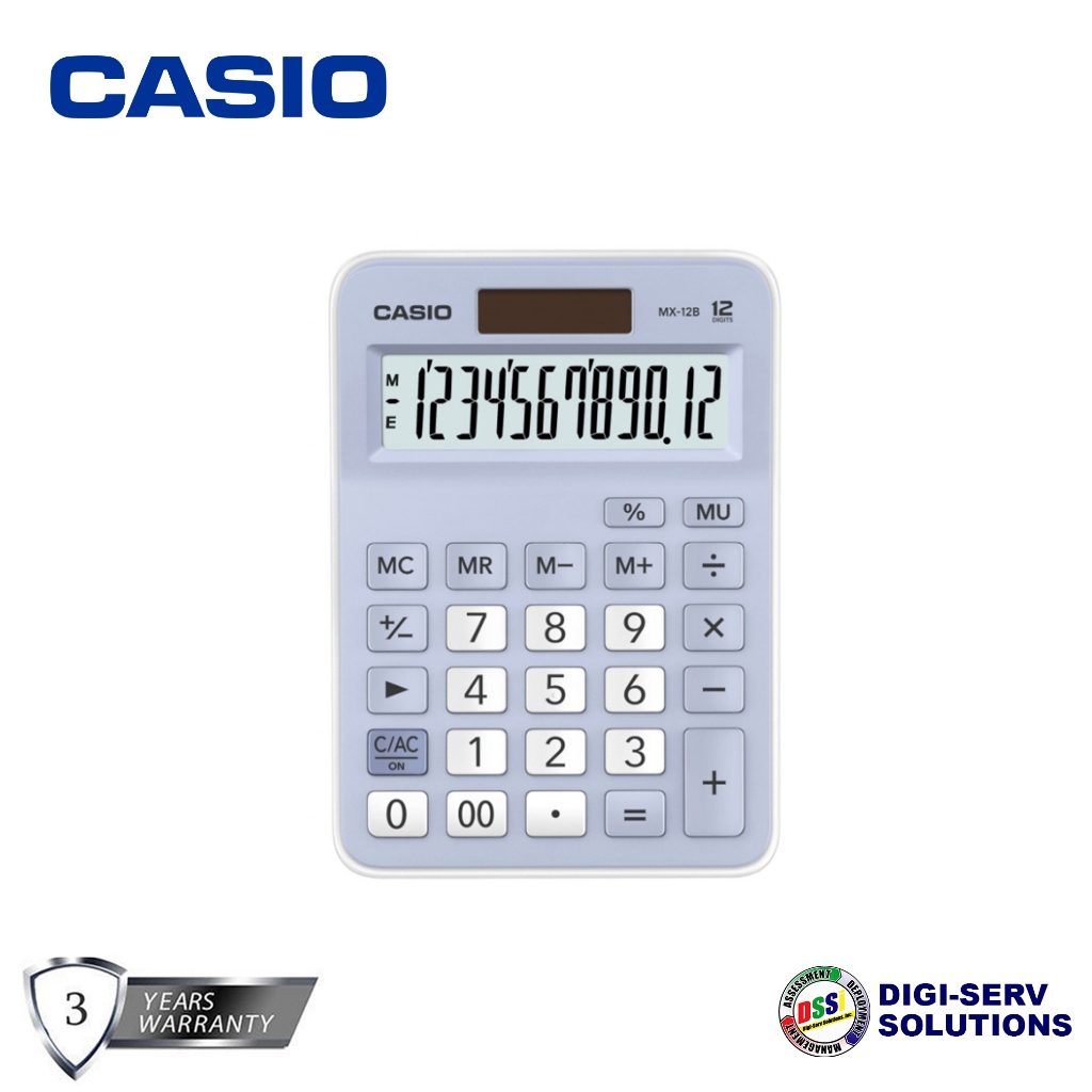 Casio Mx-12B-Lb (Blue) Practical Calculator, 12 Digits, Mini Desk Type ...