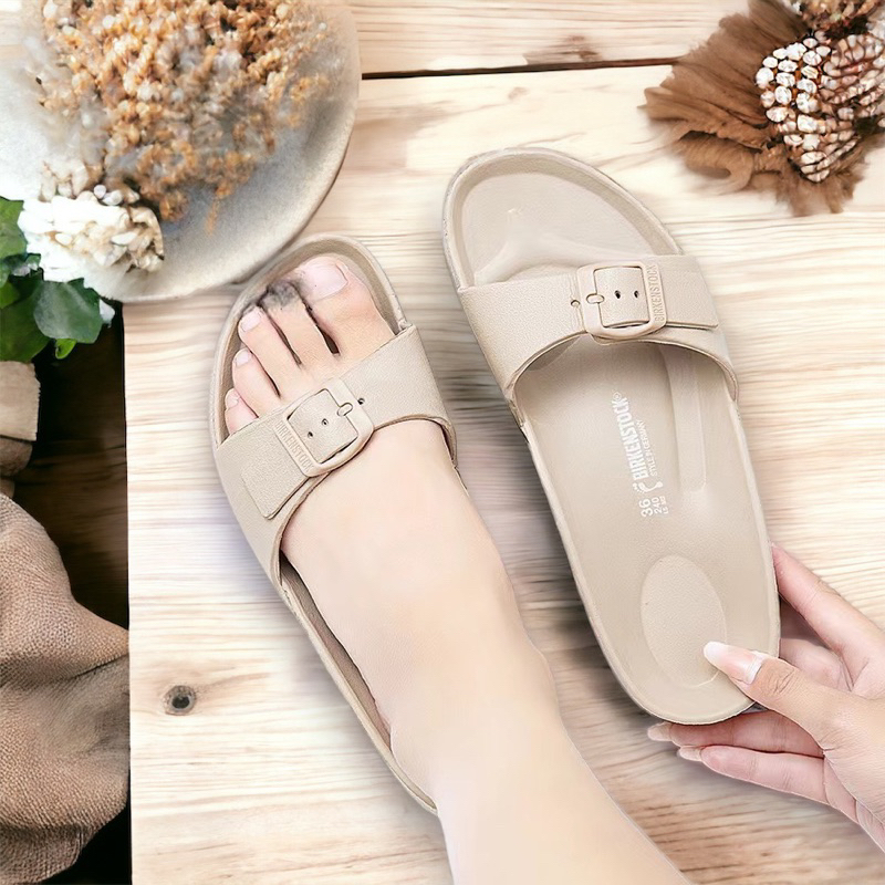 Plain Buckle One strap Sandals Women Flip Flop 3 color available ...