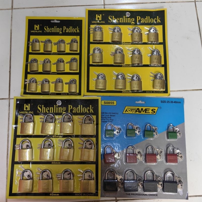 Shenling padlock set 12pcs/pack 25mm-30mm-40mm,S 0855 25-30-40mm 12 pcs ...
