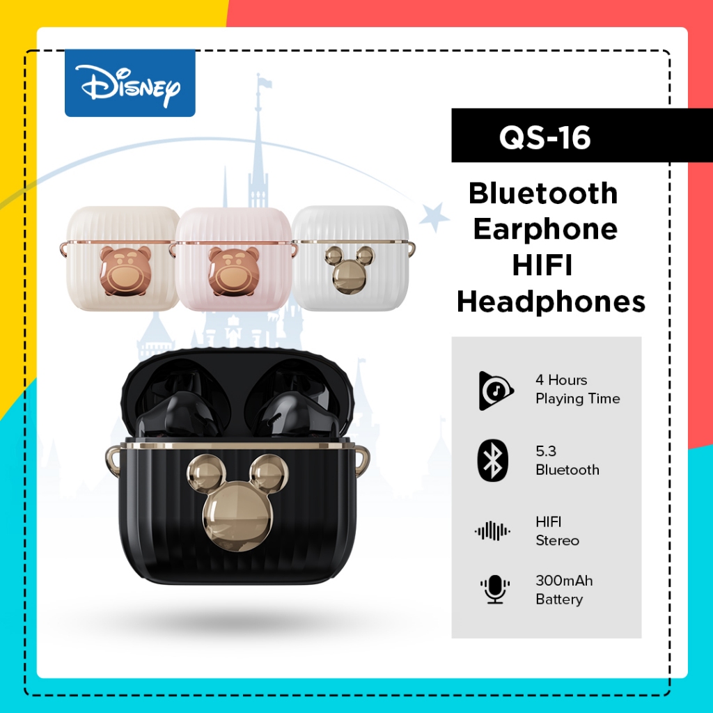 Disney QS-16 TWS Wireless Earphones Bluetooth V5.3 Bass Touch Control ...