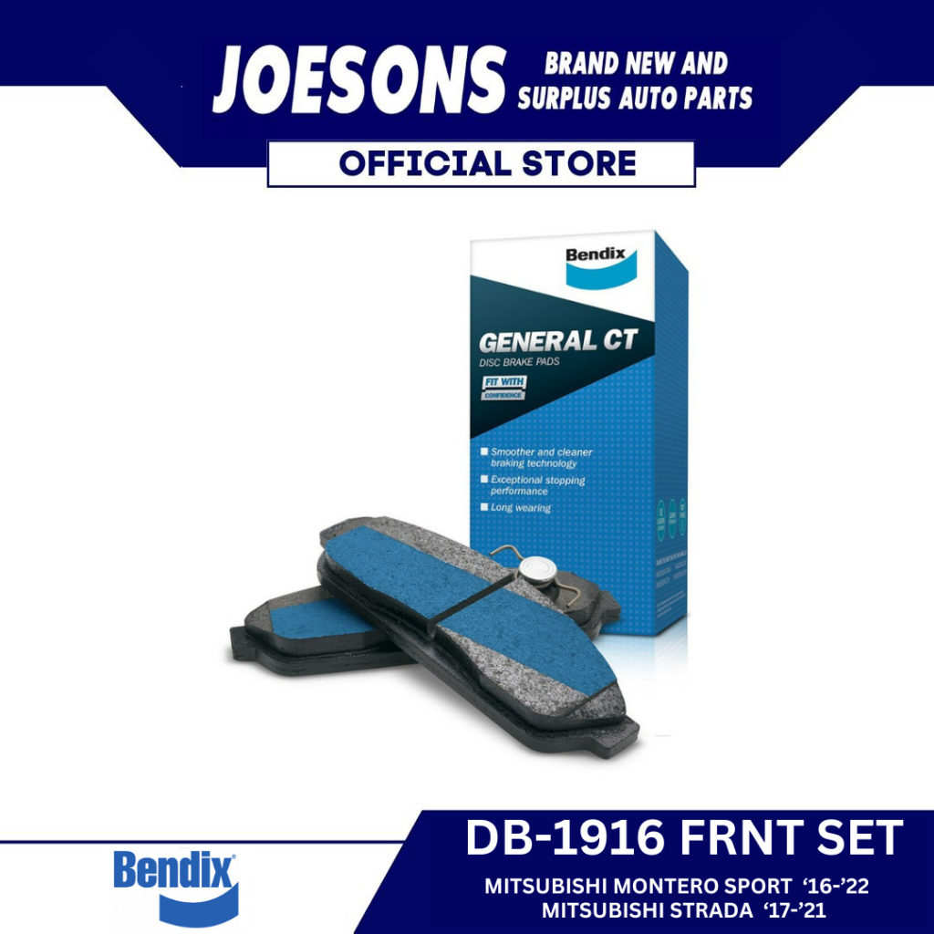 DB-1916 BRAKE PAD FRONT SET FOR MITSUBISHI MONTERO SPORT 2.4, 2016-2024 STRADA 2019-2024 (BENDIX ...