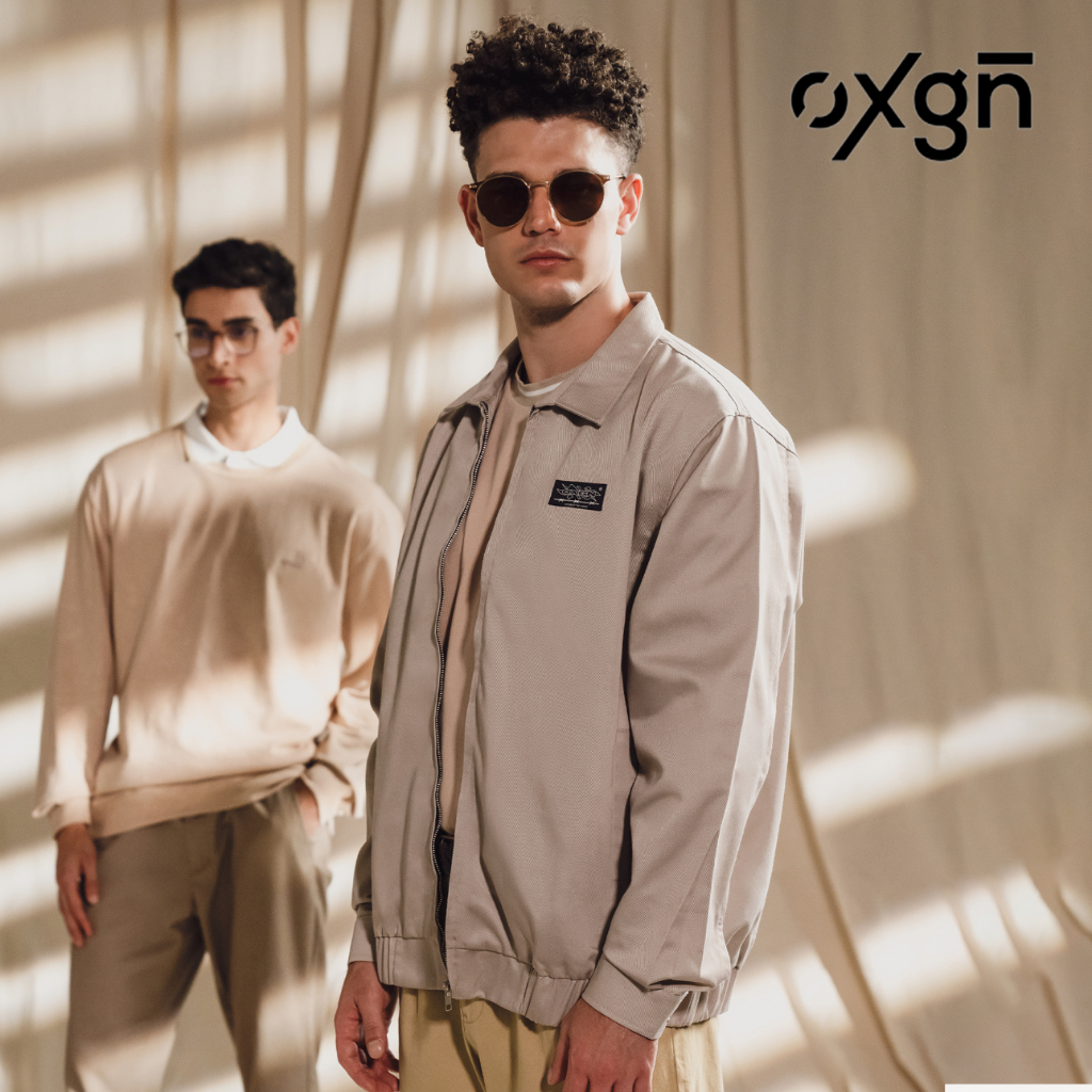 OXGN Jacket With Back Print For Men (Khaki) | Shopee Philippines