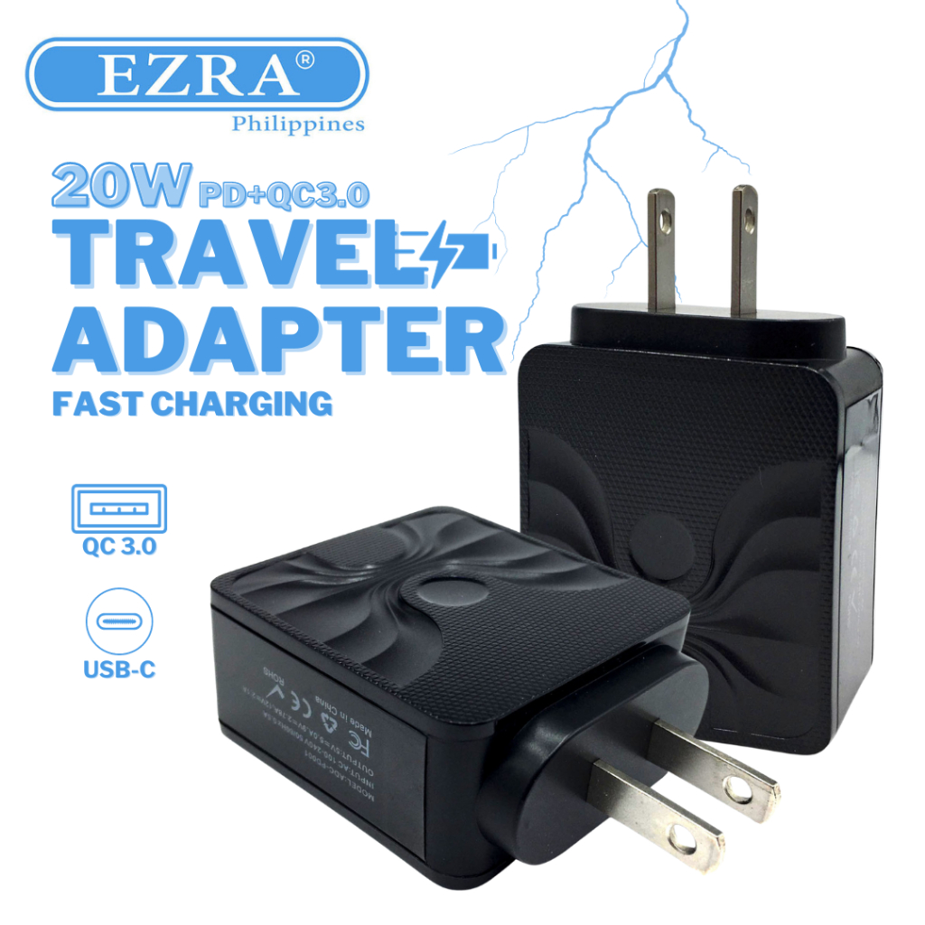 EZRA ADC-PD001 V.2.0 20W Fast Charging Mobile Phone Travel Adaptor USB ...
