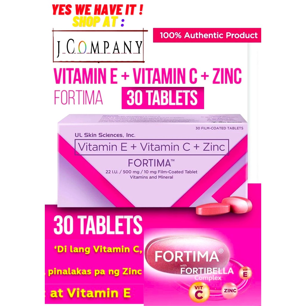 NON ACIDIC VITAMIN C WITH ZINC FORTIMA PLUS VITAMIN E ( 30 tablets 100% ...