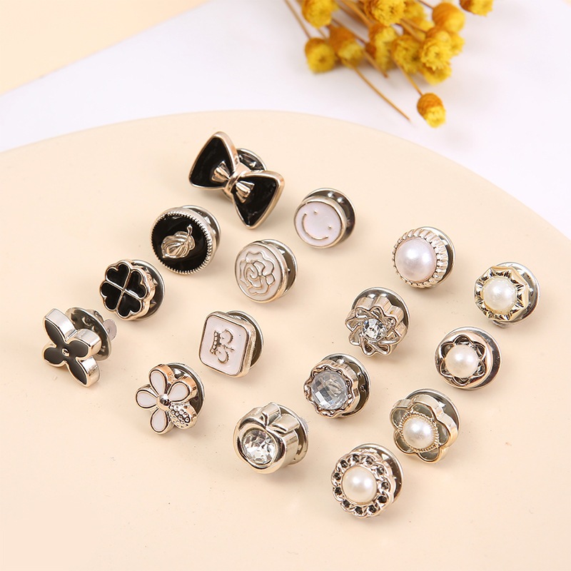 10-Pack Women Shirt Brooch Buttons Lapel Pins Novelty Suit Vest Safety ...