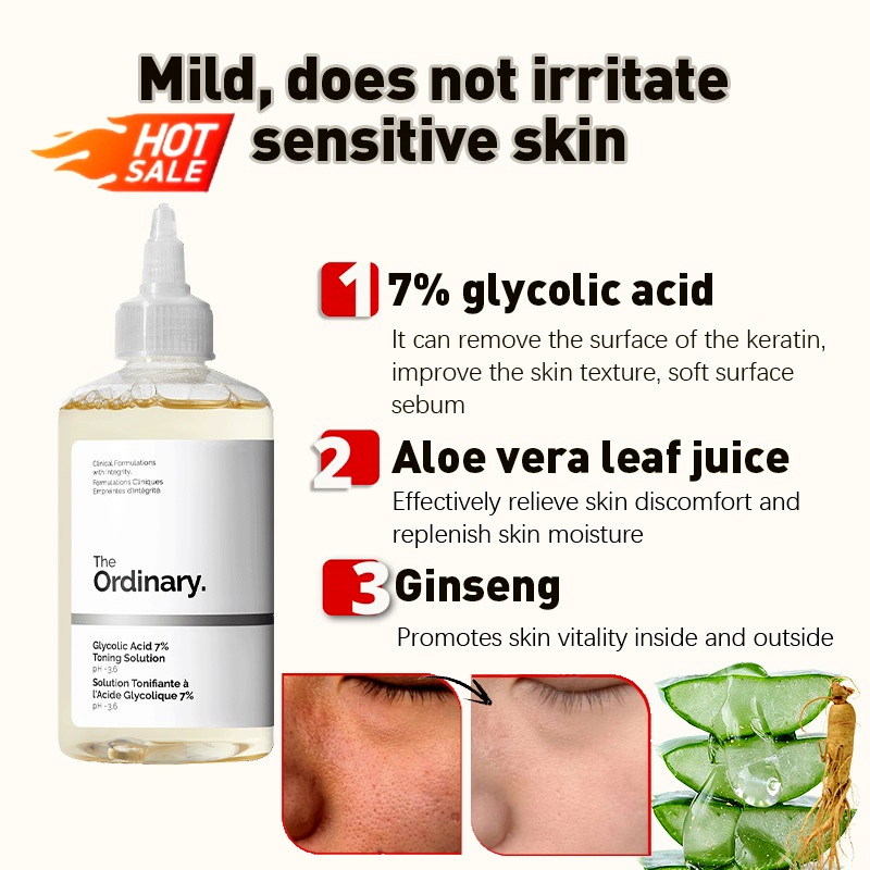 Skincare Toner Glycolic Acid 7% Toning Solution 240ML Acne/Pimple/Spot ...
