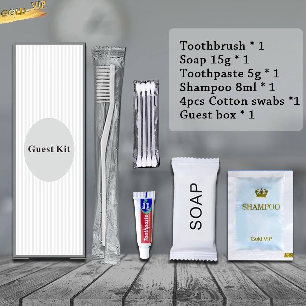 100 Sets Guest Kit Hotel Supplies 6 in 1 Cotton swab Toothpaste ...