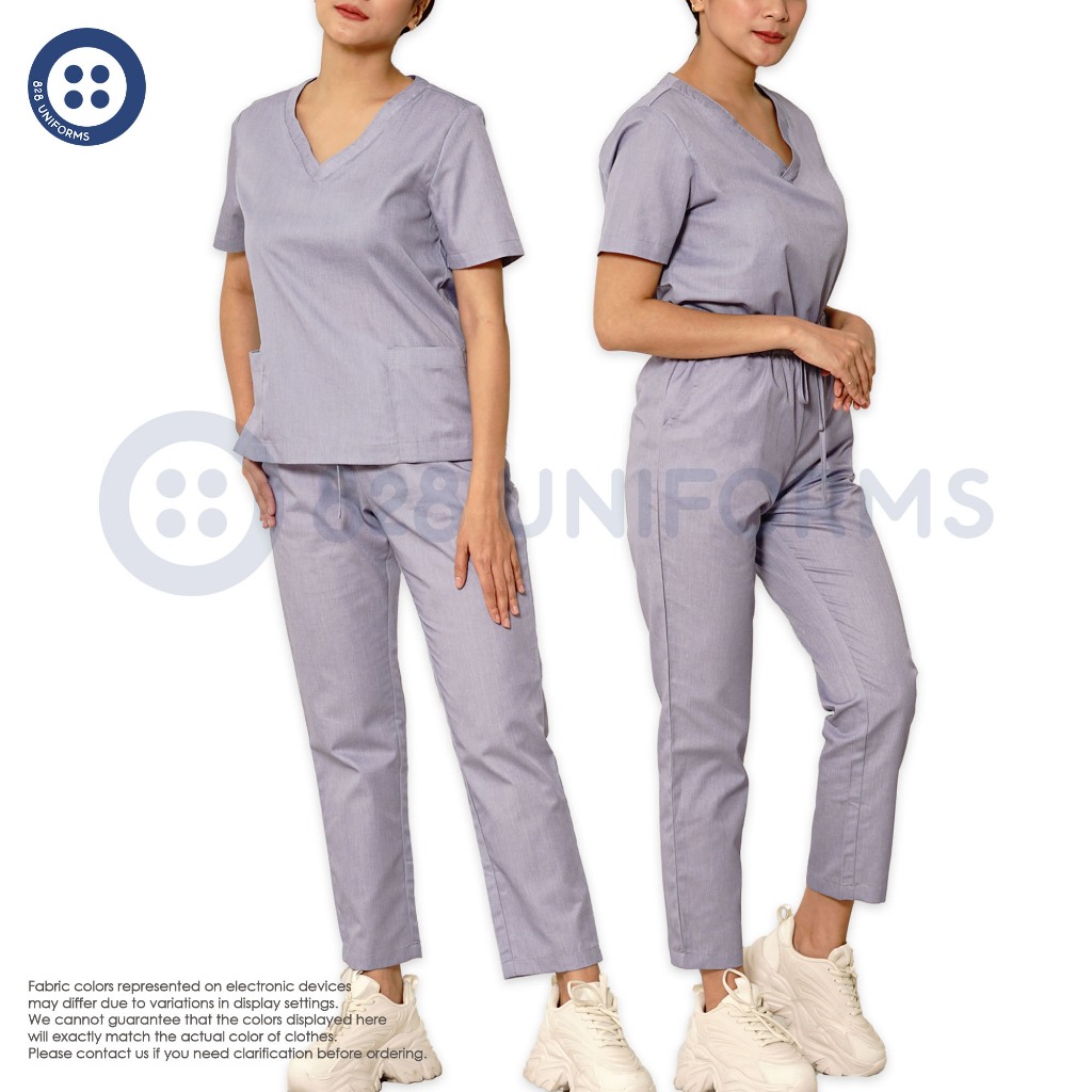 828 Uniforms VENUS Ladies' Scrub Suits V-Neck- Blue Grey | Shopee ...
