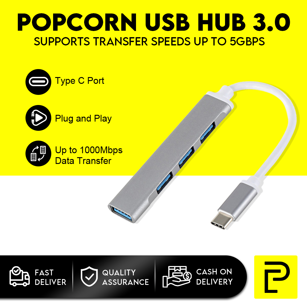 Popcorn USB HUB 3.0 Type C 3.1 4 Ports High Speed Multi Adapter for ...