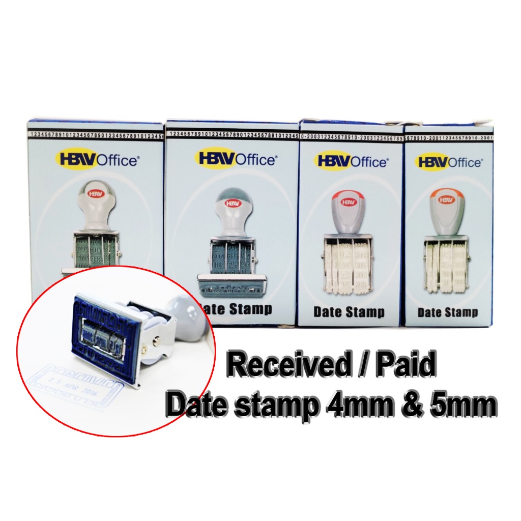 HBW Office Dater Stamp 12years received/paid/date stamp 4mm & 5mm ...