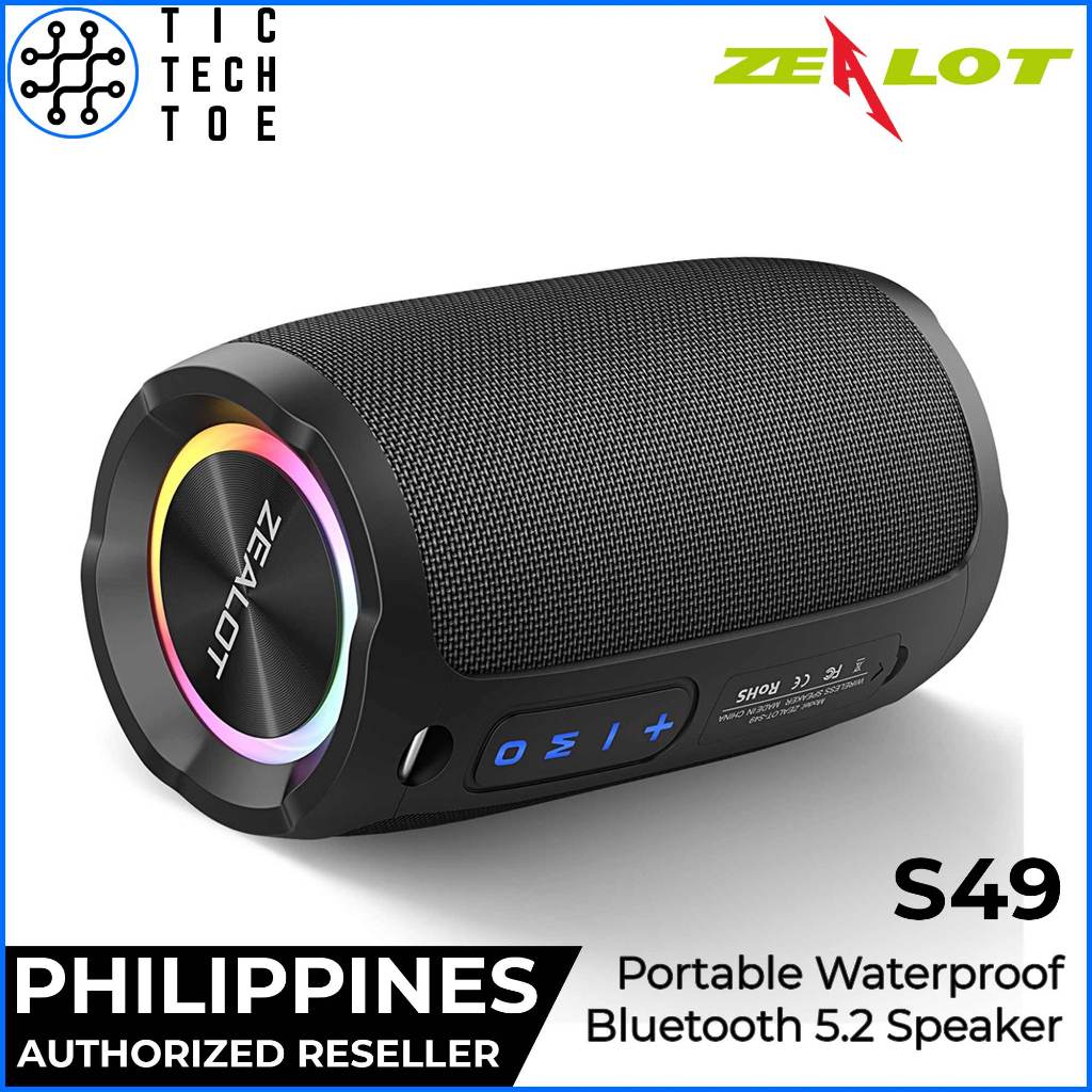 Zealot S49 IP67 Waterproof 360 Surround Sound RGB Light Portable Outdoor Bluetooth 5.2 Speaker ...