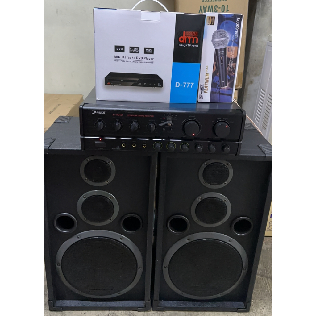 Karaoke/Videoke Set D10 3way Speaker/AV-302UB Amplifier built in BT/USB ...