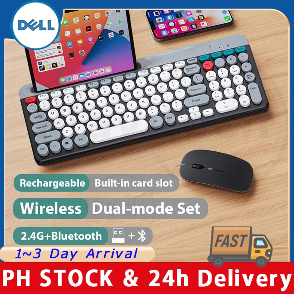 Wireless Rechargeable Bluetooth Keyboard Mouse Set Punk Round Keycap Light Silent 2 4g Dual Mode