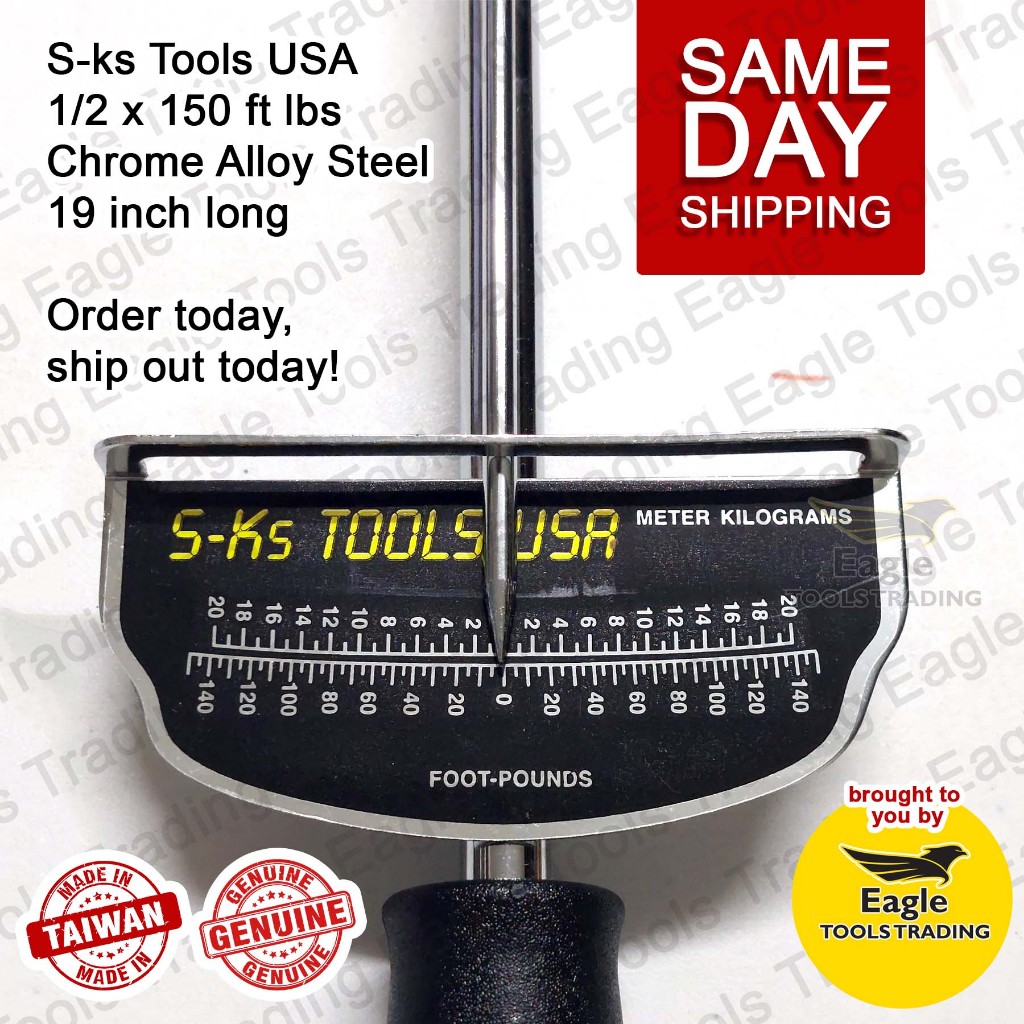 1/2 drive x 150 Ft-Lbs S-Ks Tools USA Beam Type Torque Wrench KL-618TW ...