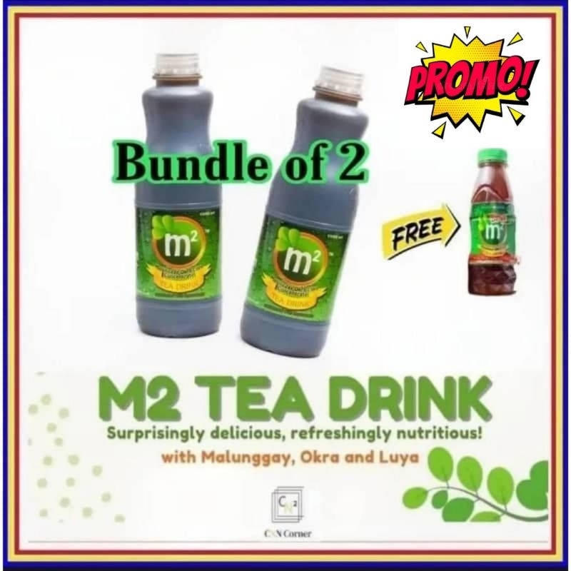PROMO !!! M2 Malunggay Okra Luya Concentrate Tea Drink Bundle of 2 1Liter with FREE 320ml RTD ...