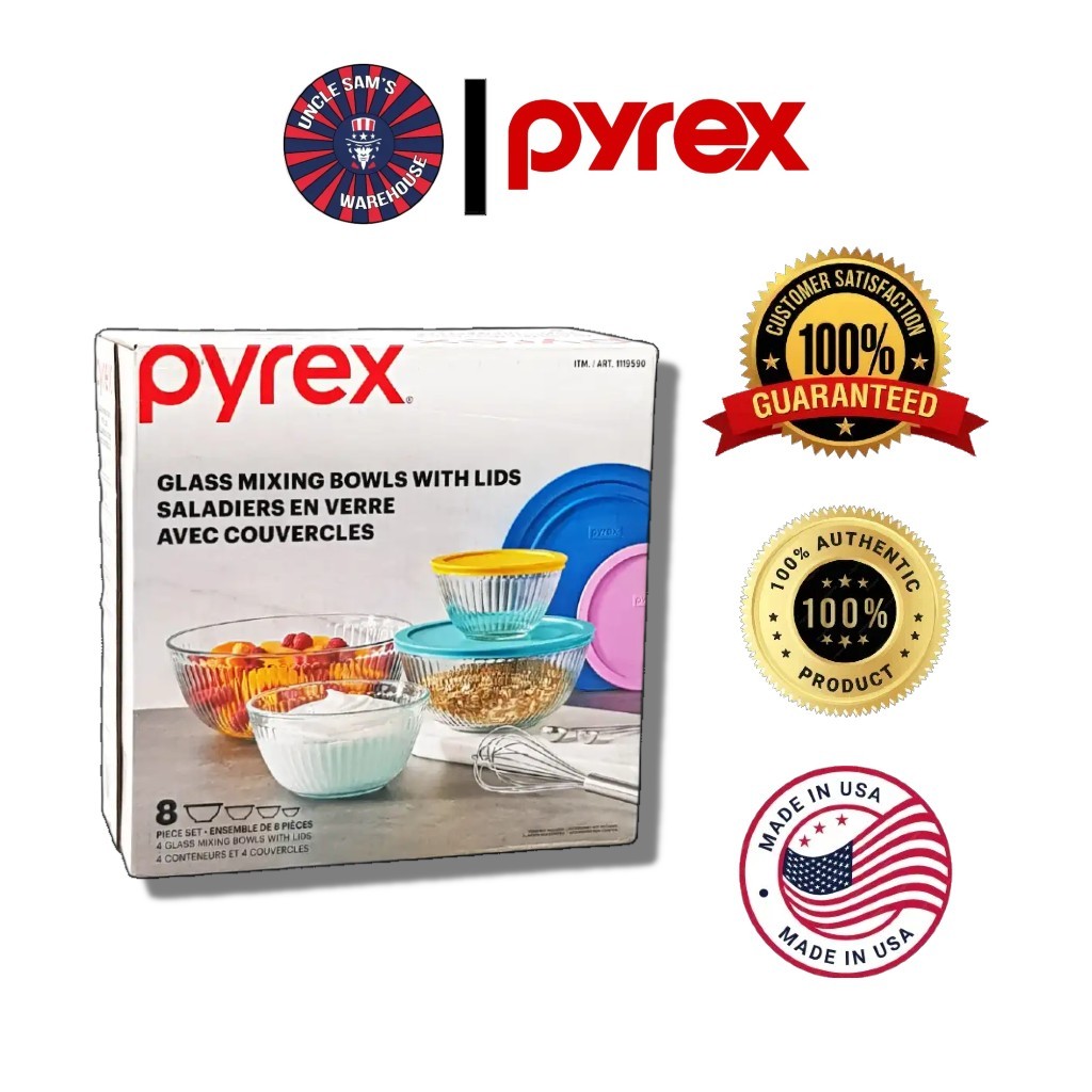 Pyrex 8-piece Glass Sculpted Mixing Bowl Set | Shopee Philippines