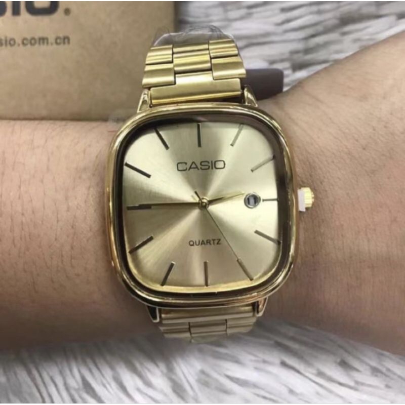 casio with date rounded corners analog 7color men and women watch alloy ...
