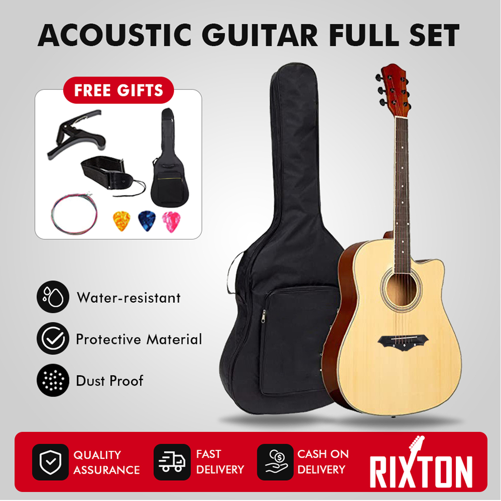 RIXTON Acoustic Guitar For Beginners Full Set With Capo Bag String ...