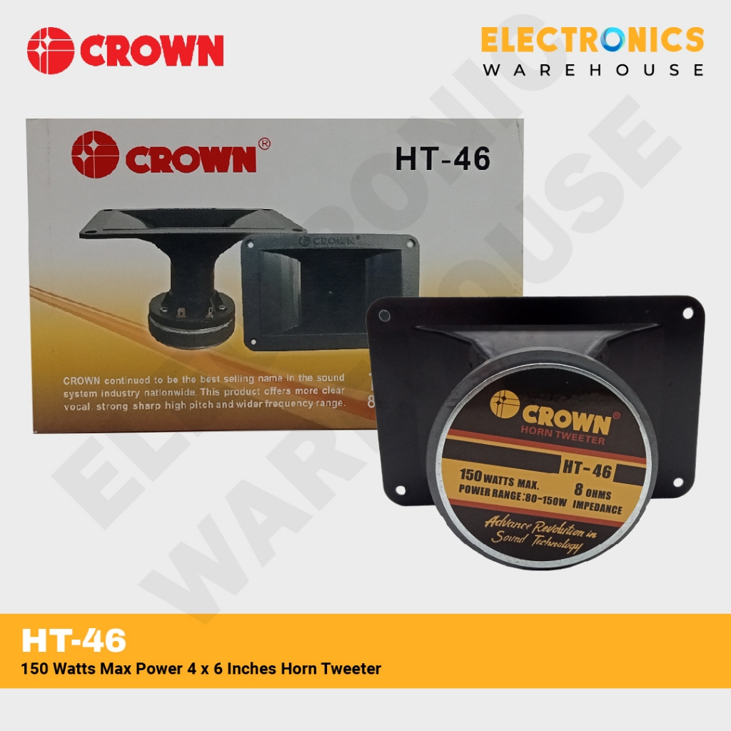 CROWN HT-46, 150 Watts Max Power 6 x 4 Inches Horn Tweeter | Shopee ...