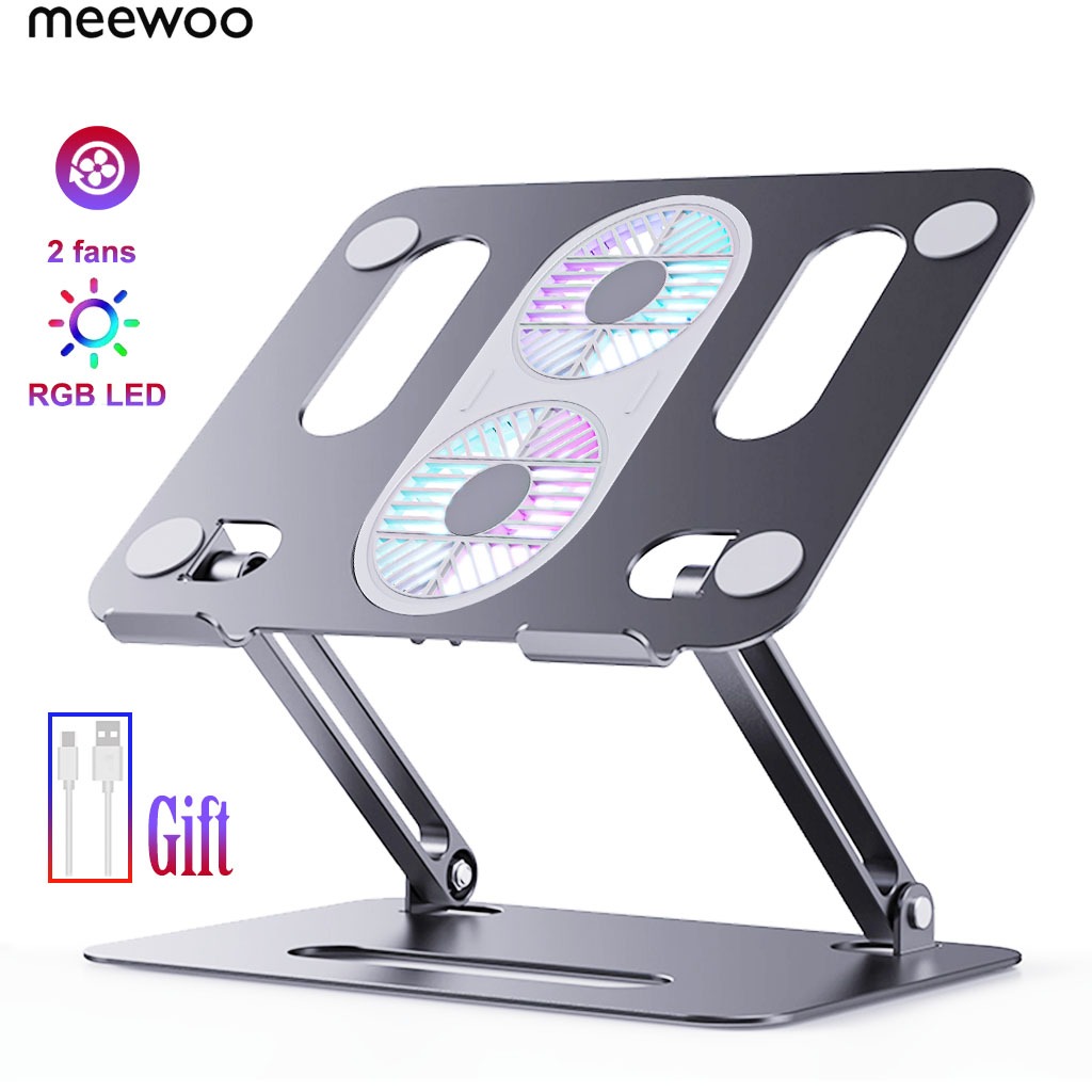 Meewoo Laptop Stand With Fan Aluminum Adjustable Laptop Stand Laptop ...