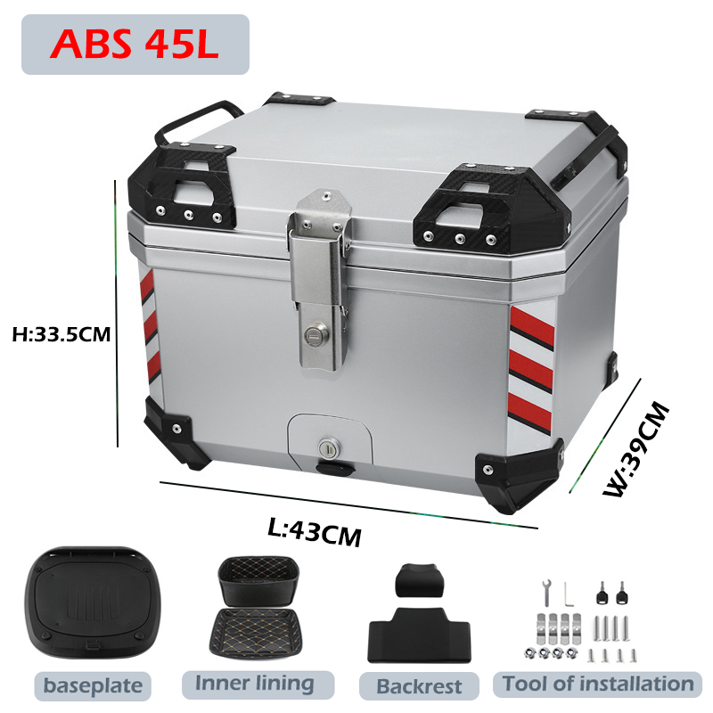 Top box for motorcycle alloy top box 45 liters large-capacity trunk PP ...