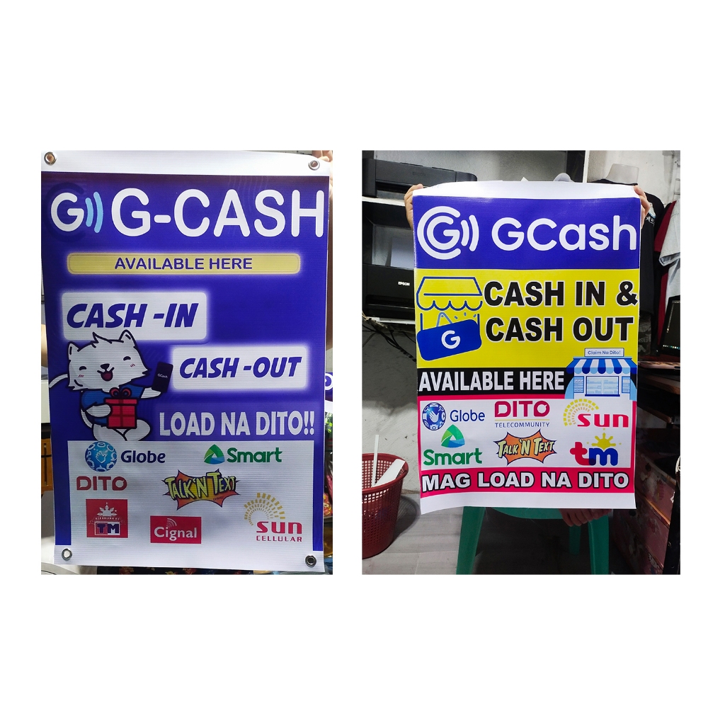 GCASH IN & OUT TARPAULIN SIZE 18X24 INCHES 1.5X2 FT | Shopee Philippines