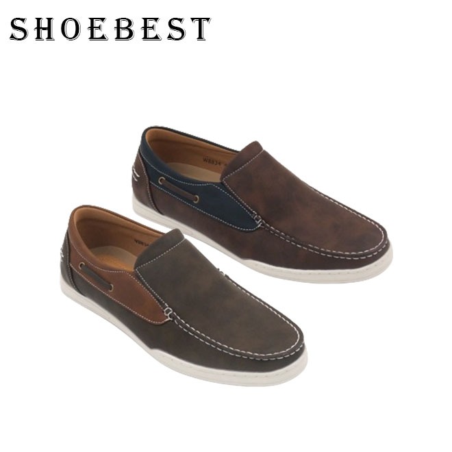 ShoeBest Brown & Army GreyFormal Leather Shoes Top Sider for Men ...