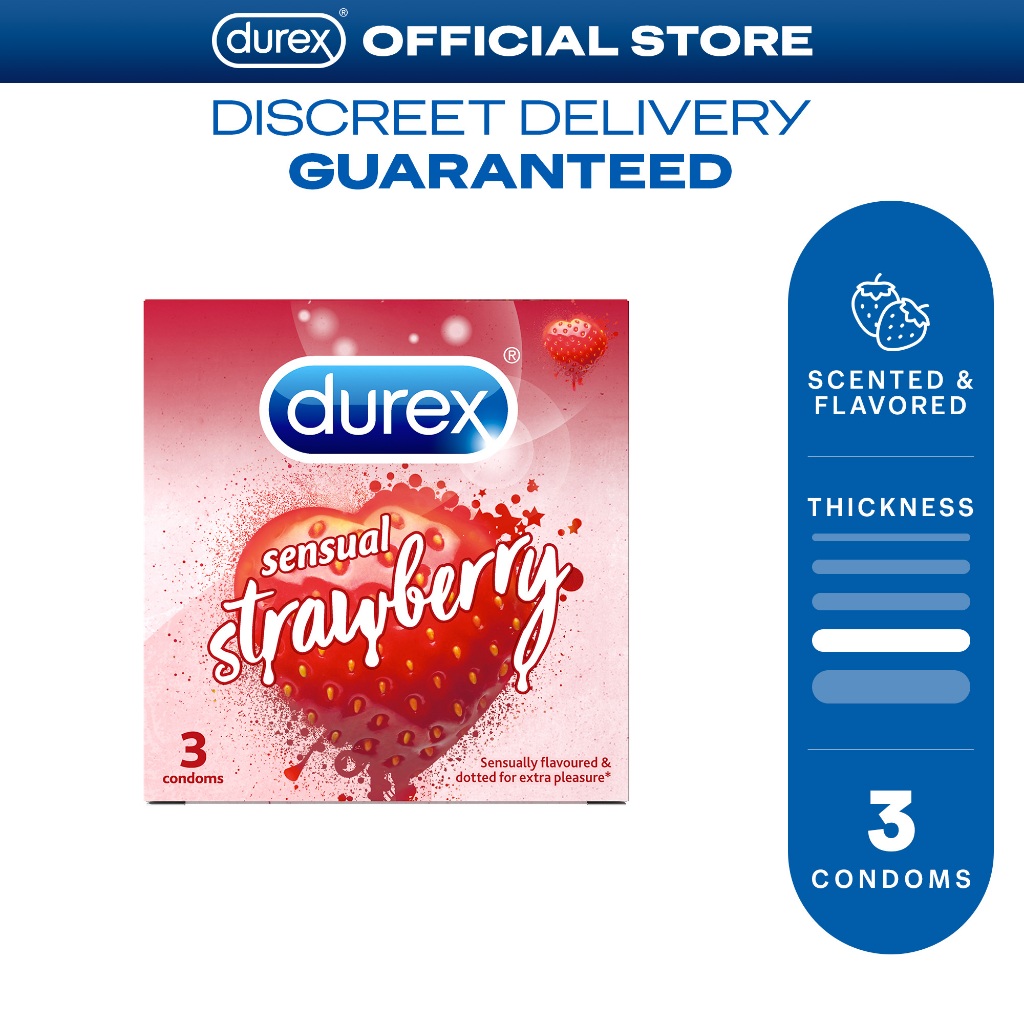 Durex Sensual Strawberry Lubricated Condoms 3s | Shopee Philippines