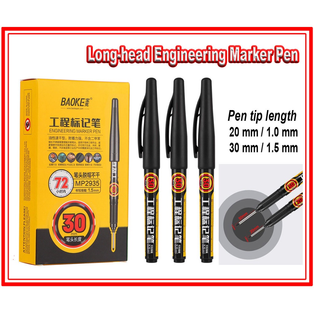 Multi-purpose Carpenter Pen Long Head Markers Mark Tool Deep Hole ...