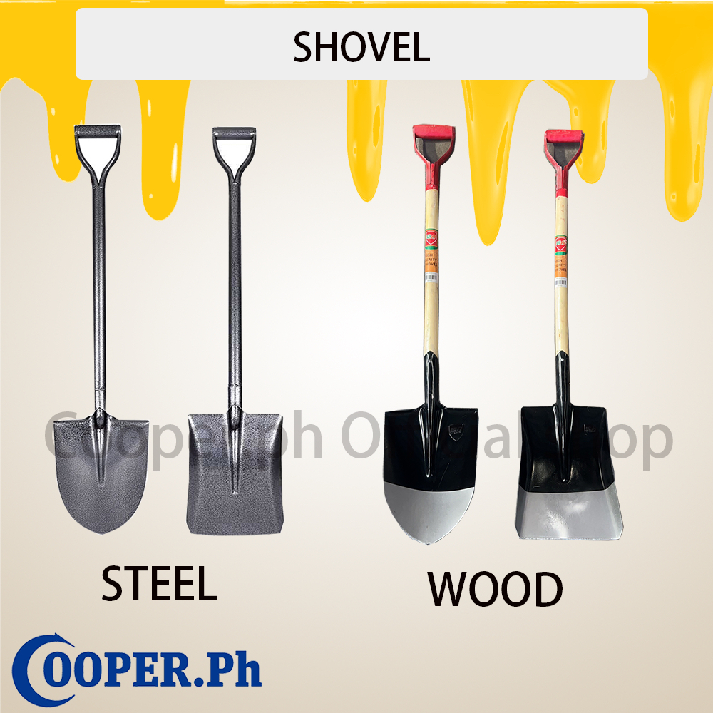 cod pala steel and wood shovel round and square shape pale | Shopee ...