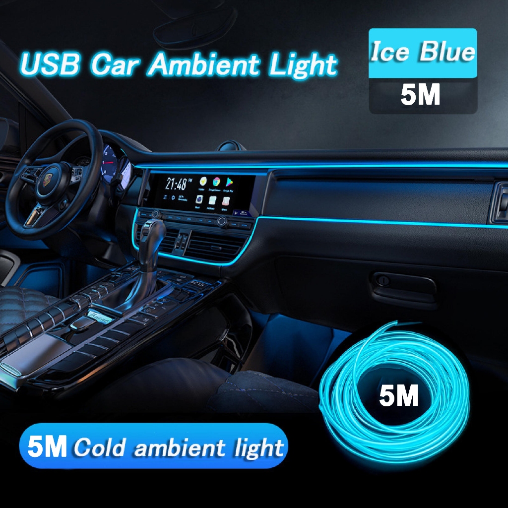 5M Car Interior Atmosphere Light Strip Car LED Decorative Strip Auto ...