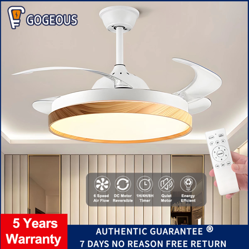 Gogeous Ceiling Fans With Lights Nordic Modern Chandelier 3 Color Light ...