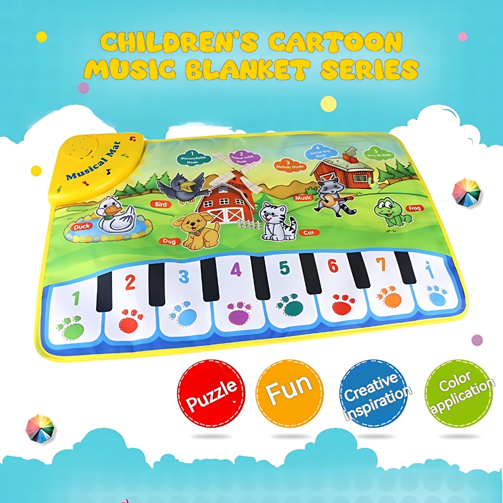 Baby Musical Piano Play Mat Animal Farm Music Carpet kids educational ...