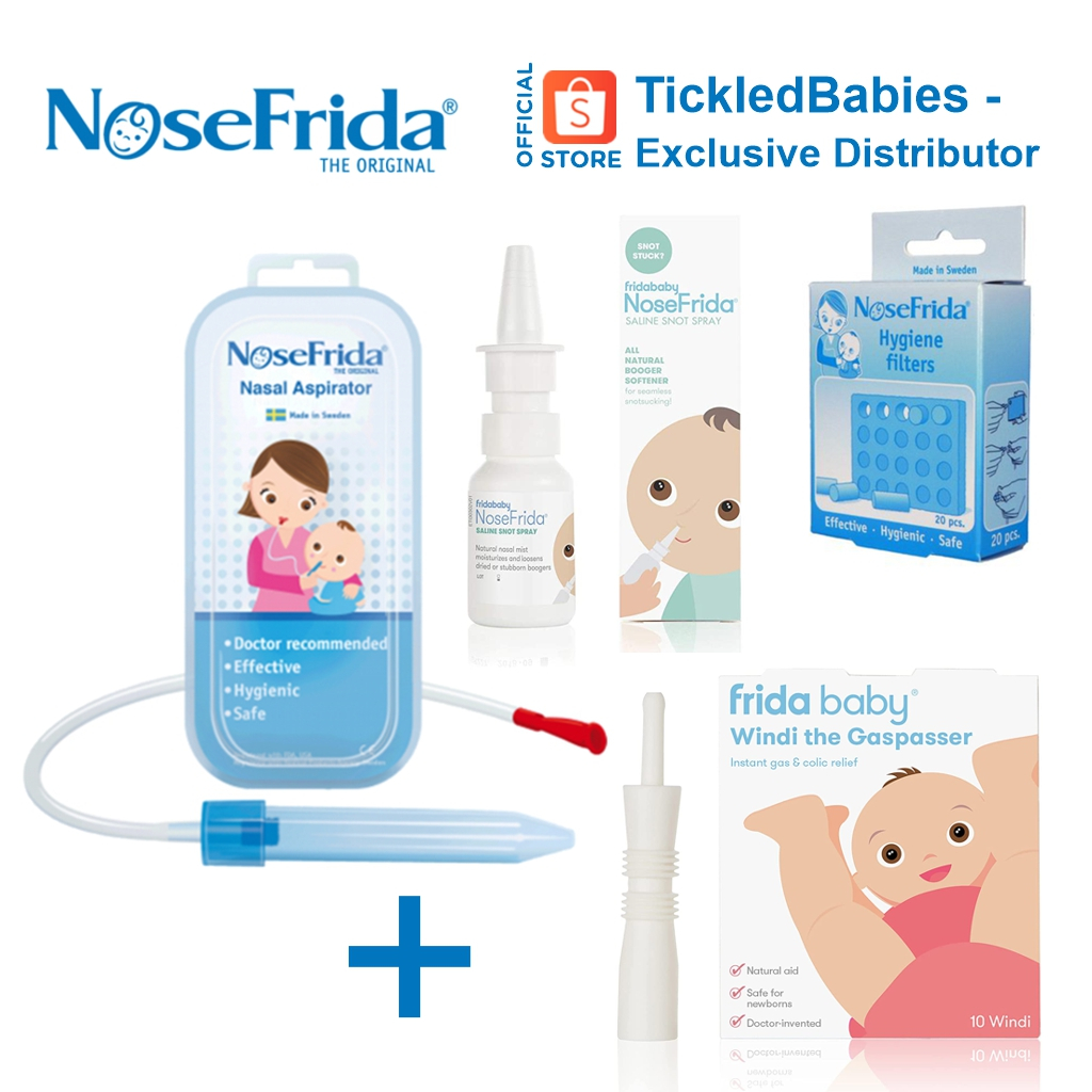Nosefrida Newborn First Aid Kit ( Nosefrida Nasal Aspirator + Case ,Windi Gas, Saline Spray ...