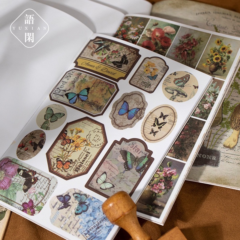 Antique Museum Cut Film Sticker book Yuxian Time Market Retro Washi ...