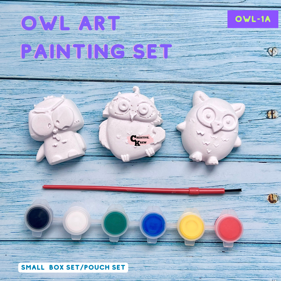 OWL ART PLASTER PAINTING SET AND PARTY GIVEAWAYS GIFTS Souvenir Art Set ...