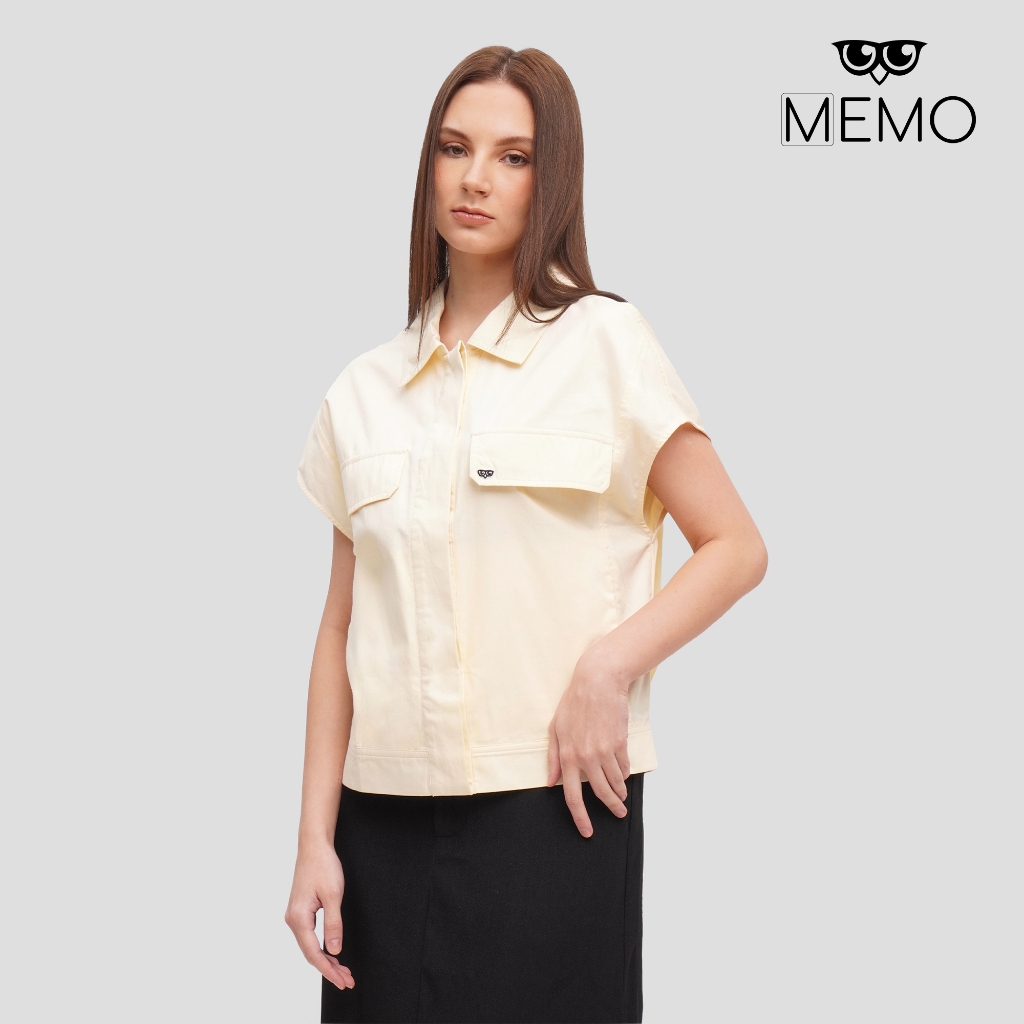 Memo Two-Pocket Shirt For Women (Cream) | Shopee Philippines