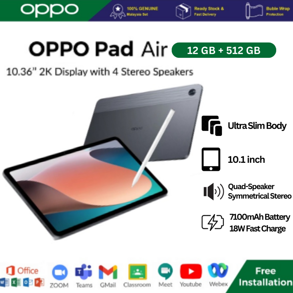 2023 OPPO tablets 12GB+512GB Learning Tablet For Online Class HD Tablet ...