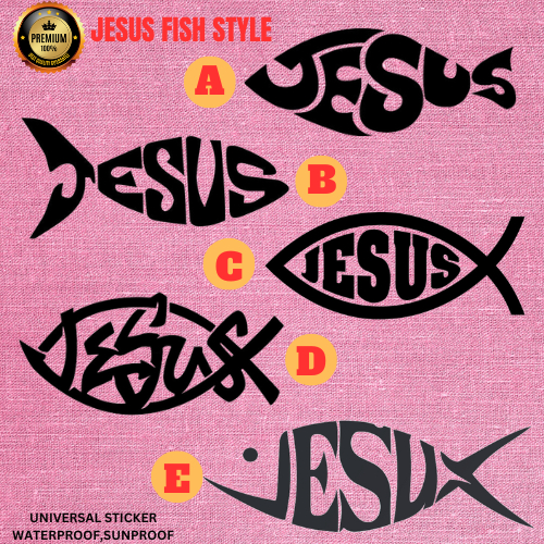 JESUS FISH STYLE VINYL DECALS STICKER FOR CAR AND MOTORCYCLE UNIVERSAL ...