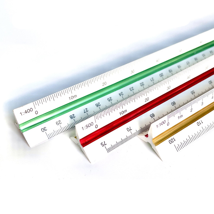 Triangular Scale Ruler 30cm Aluminium Triangle Scale Ruler Measuring ...