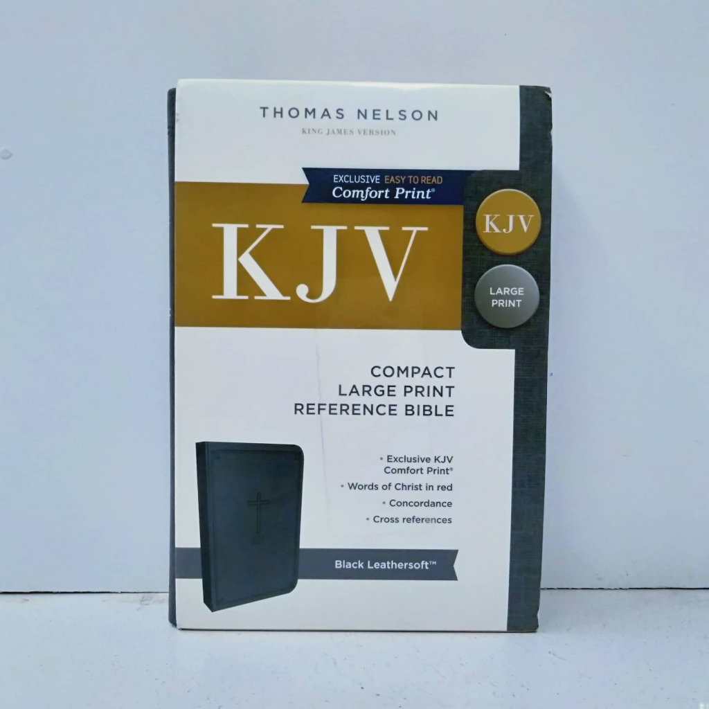 KJV, COMPACT LARGE PRINT REFERENCE BIBLE, Black LeatherTouch, Red ...