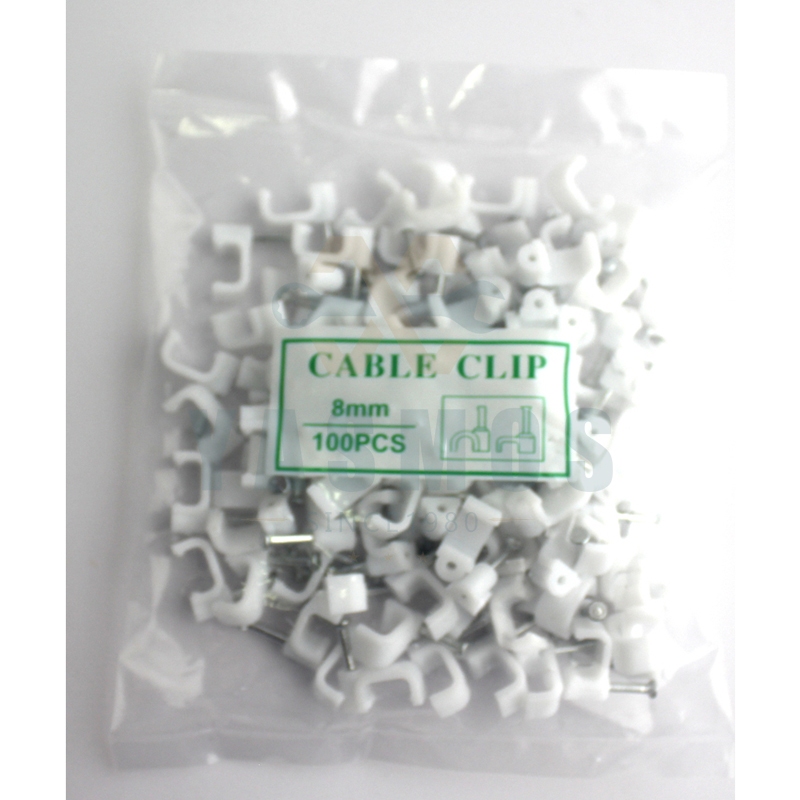 100PCS PVC Cable Clip Round And Flat 5mm-14mm Telephone Wires Nail Clips 100pcs/Per Pack ...