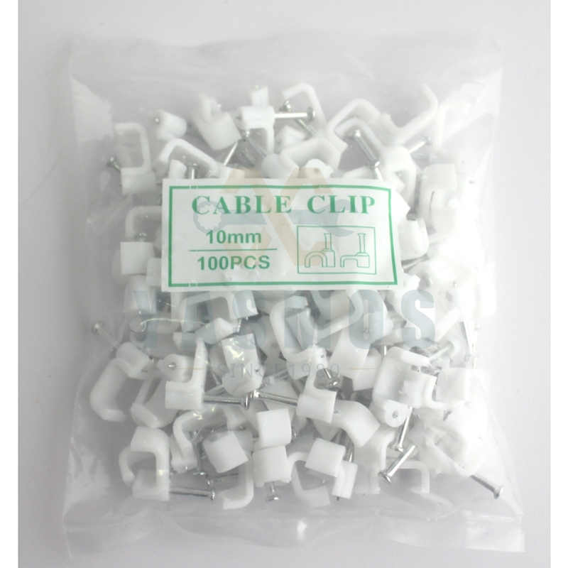 100PCS PVC Cable Clip Round And Flat 5mm-14mm Telephone Wires Nail Clips 100pcs/Per Pack ...