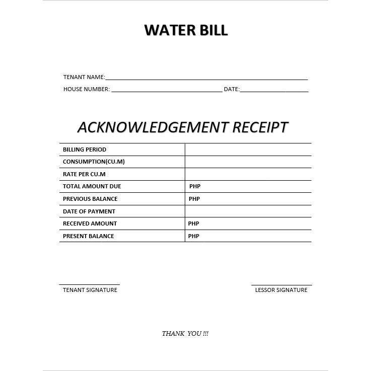 Monthly Rental House Electricity Water Receipt Pad (50sheet) | Shopee ...
