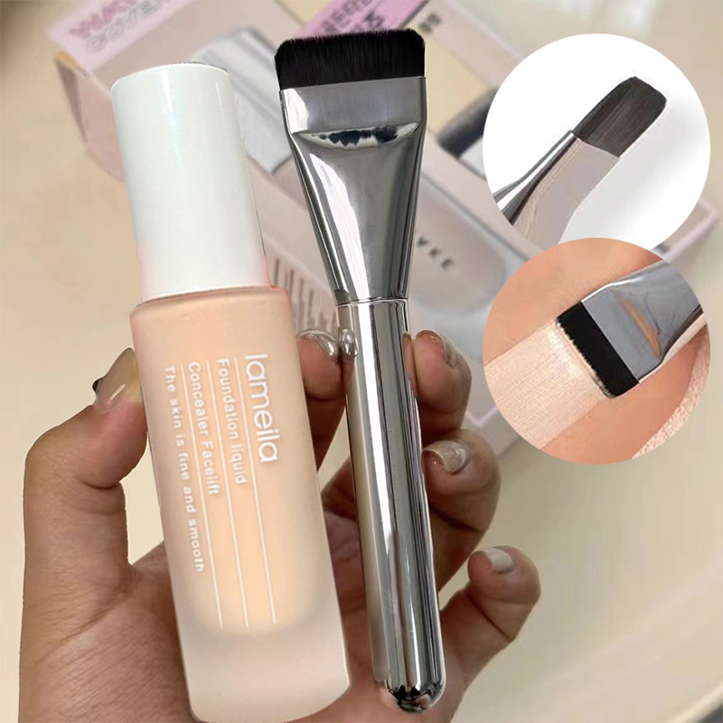 Lasting Face Matte Liquid Foundation with Brush Ultra-thin Base Makeup ...
