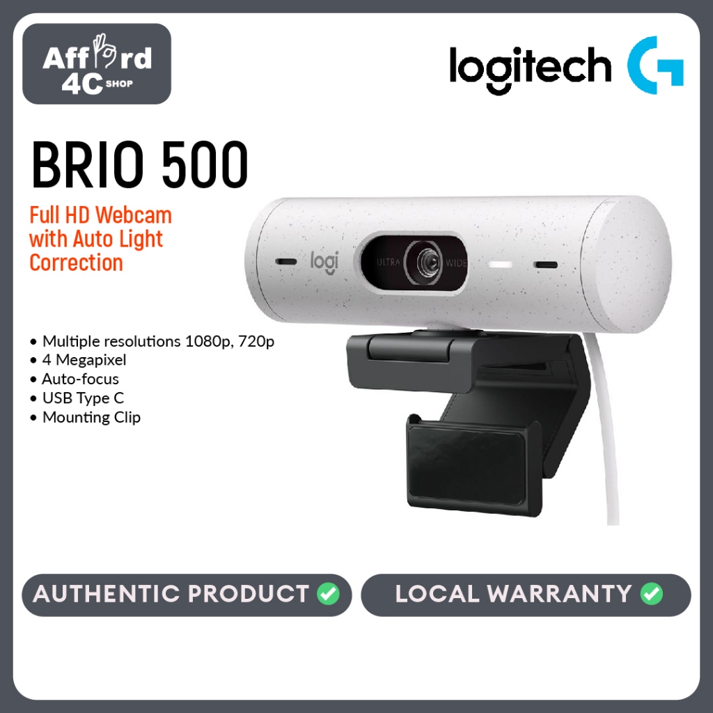 Logitech Brio 500 Full HD Webcam with Auto Light Correction, Auto ...