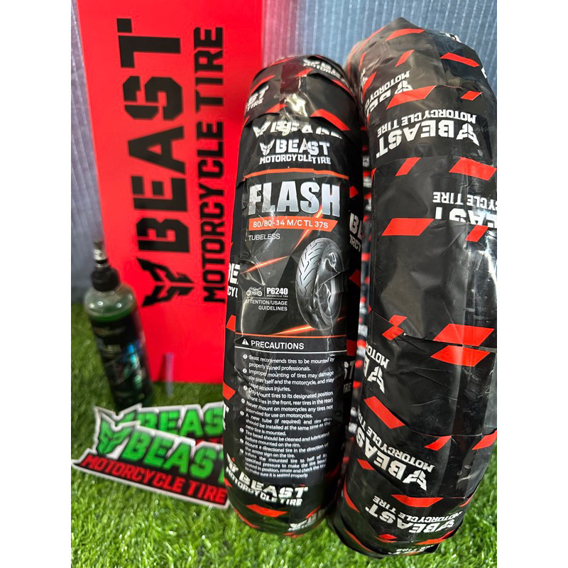 BEAST TIRE FLASH TUBELESS by 14 by 17 FREE PITO / SEALANT | Shopee ...