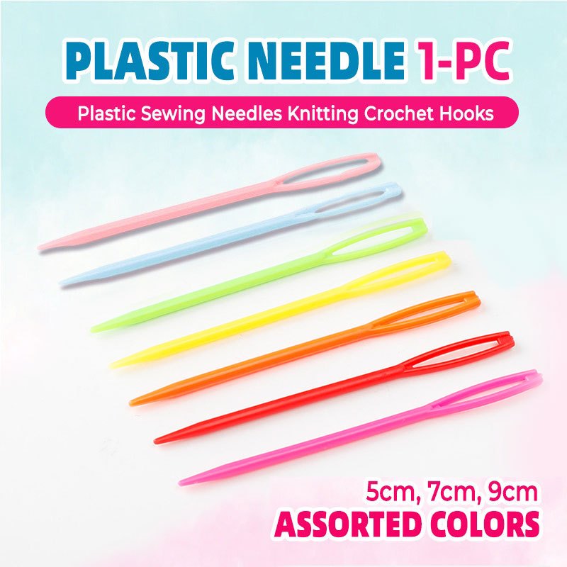 Plastic Needles Knitting Crochet Hooks Tapestry Wool Yarn Children DIY ...